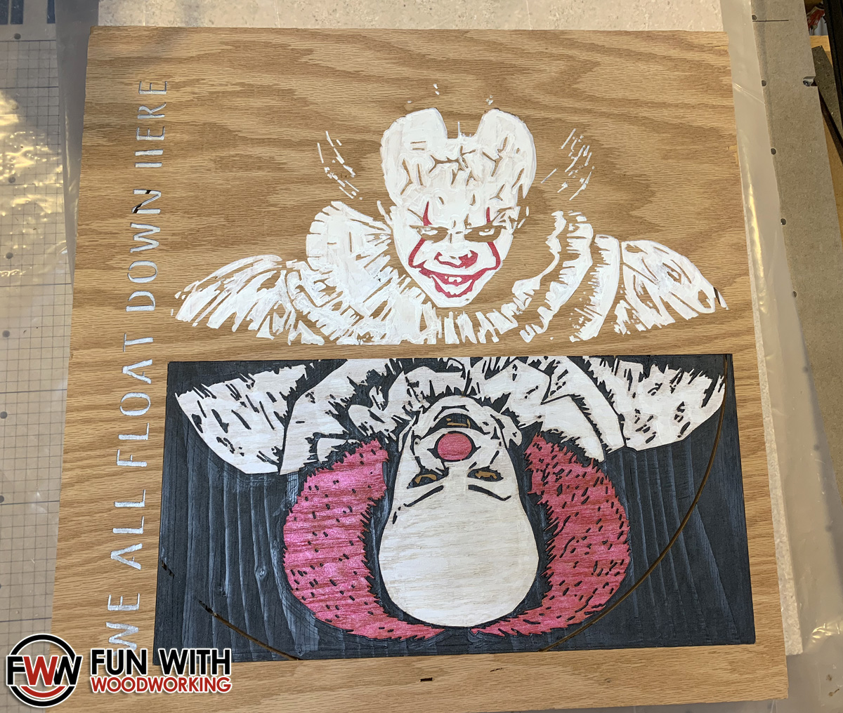 Project – Pennywise / IT movie inspired wall art – FUN WITH WOODWORKING